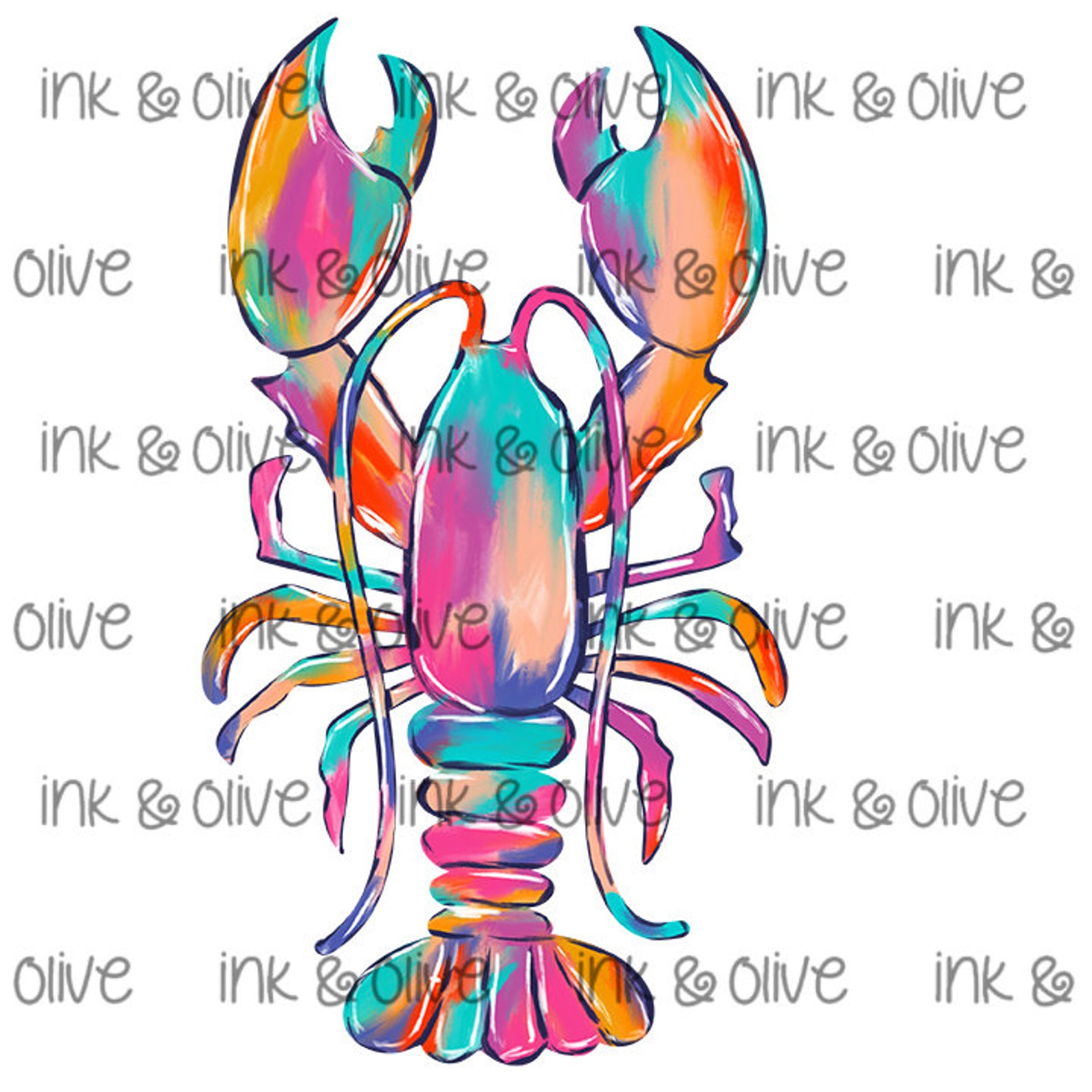 Watercolor PNG Beach Sea LOBSTER Hand Painted Digital Download | Etsy