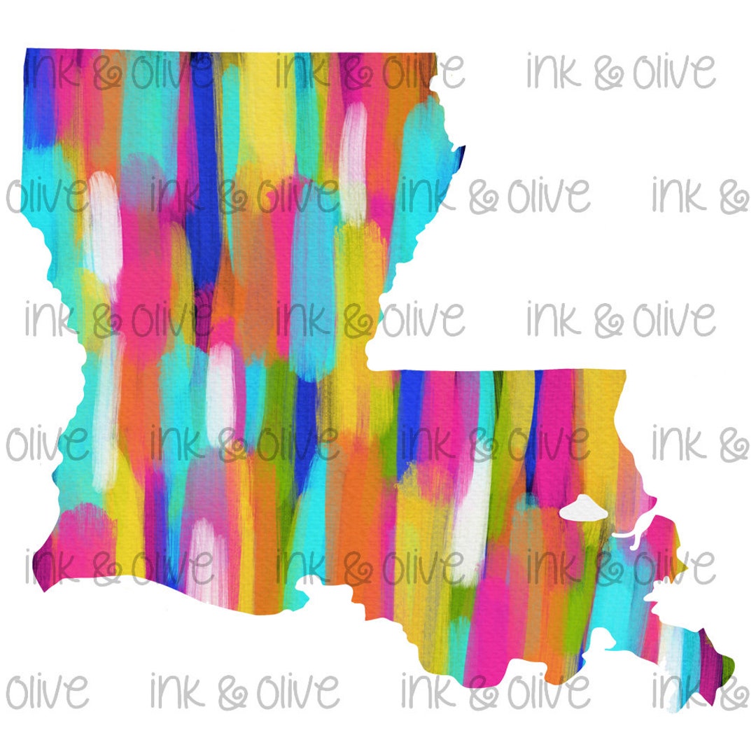 Watercolor PNG LOUISIANA State Handpainted Digital Download Clipart - Etsy