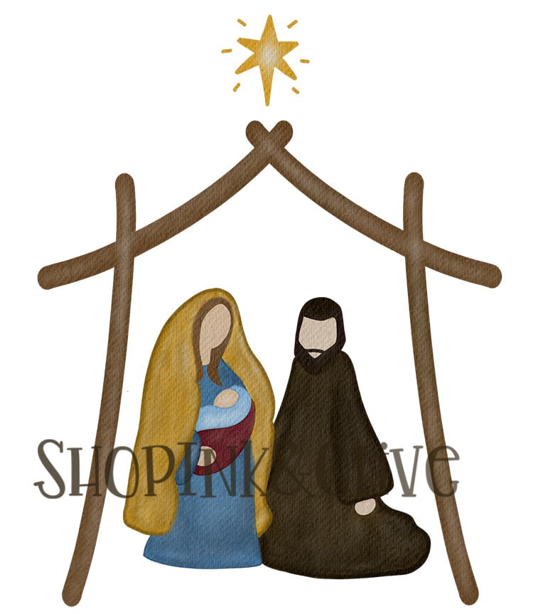 Watercolor PNG Christmas Nativity Digital Download Clipart | Etsy
