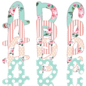Watercolor PNG Flower Faux Applique Alphapack Alphabet Font Download ...