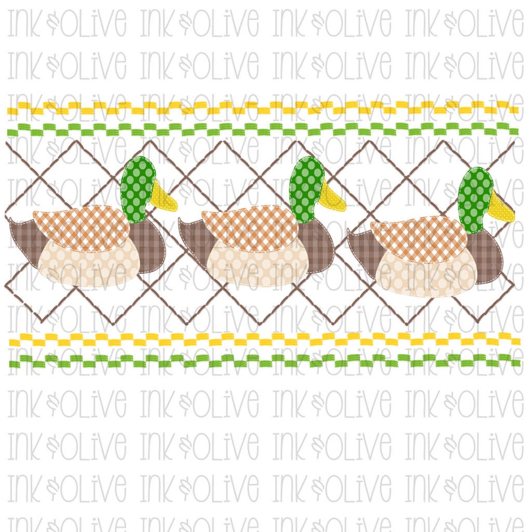 Faux Smocked Boys Ducks Trio Printable Digital Download PNG Clipart for ...