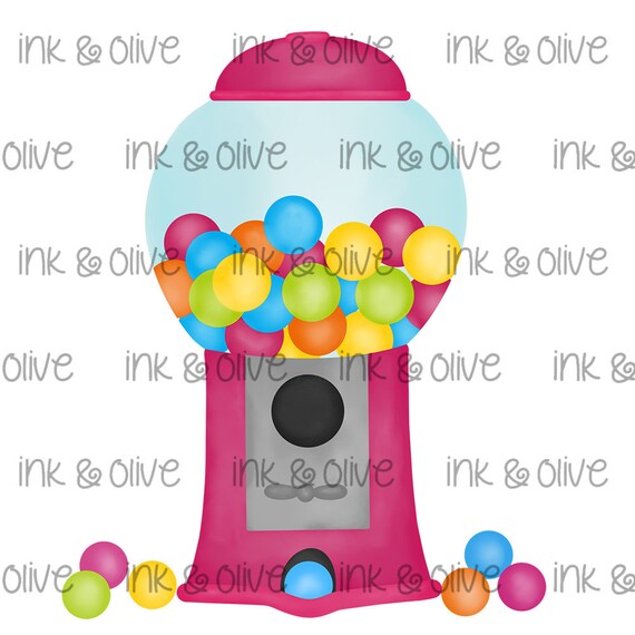 Watercolor PNG Gumball Machine Candy Hand Painted Digital | Etsy