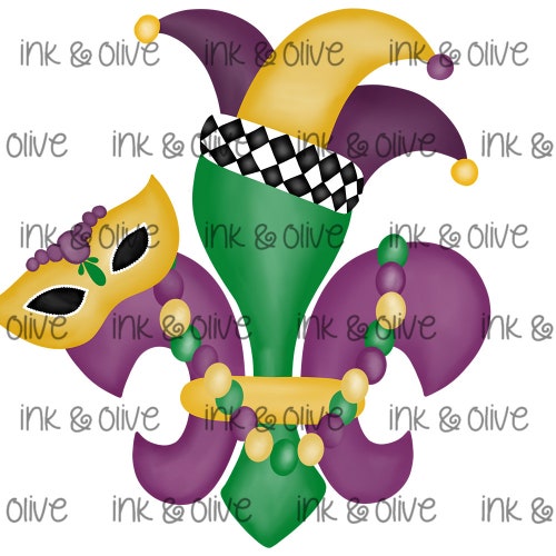 Watercolor Mardi Gras Digital Clip Art Set Instant Download - Etsy