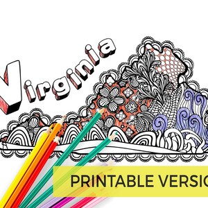 Virginia Printable Coloring Page | Virginia Map Print | Zendoodle ...