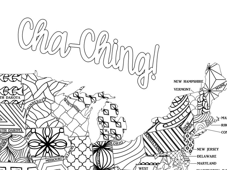 USA Map Sales Tracker Printable Coloring Page | Instant Download - Etsy