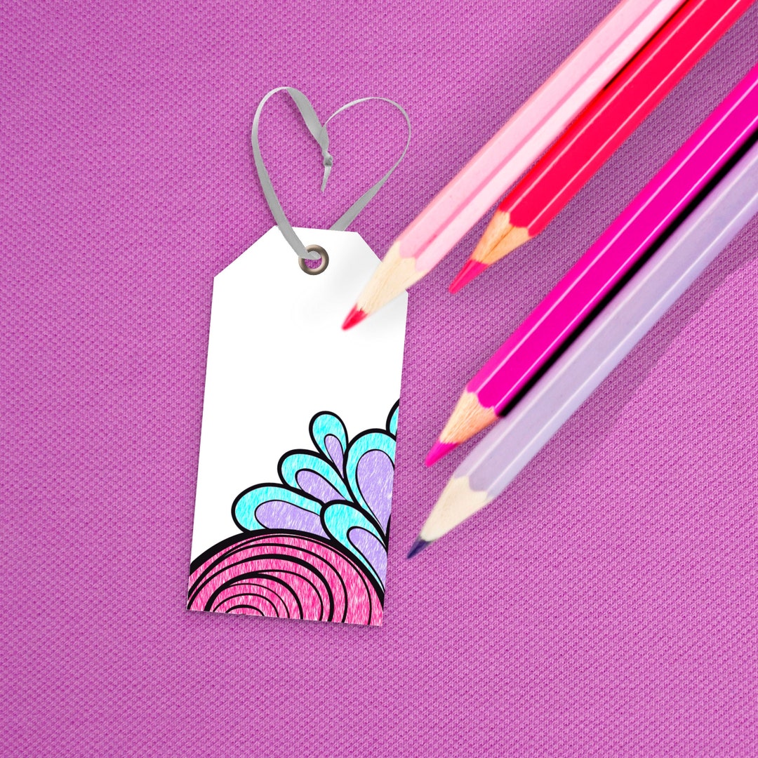 Printable Coloring Gift Tags With 8 Swirly Doodle Designs | Printable ...