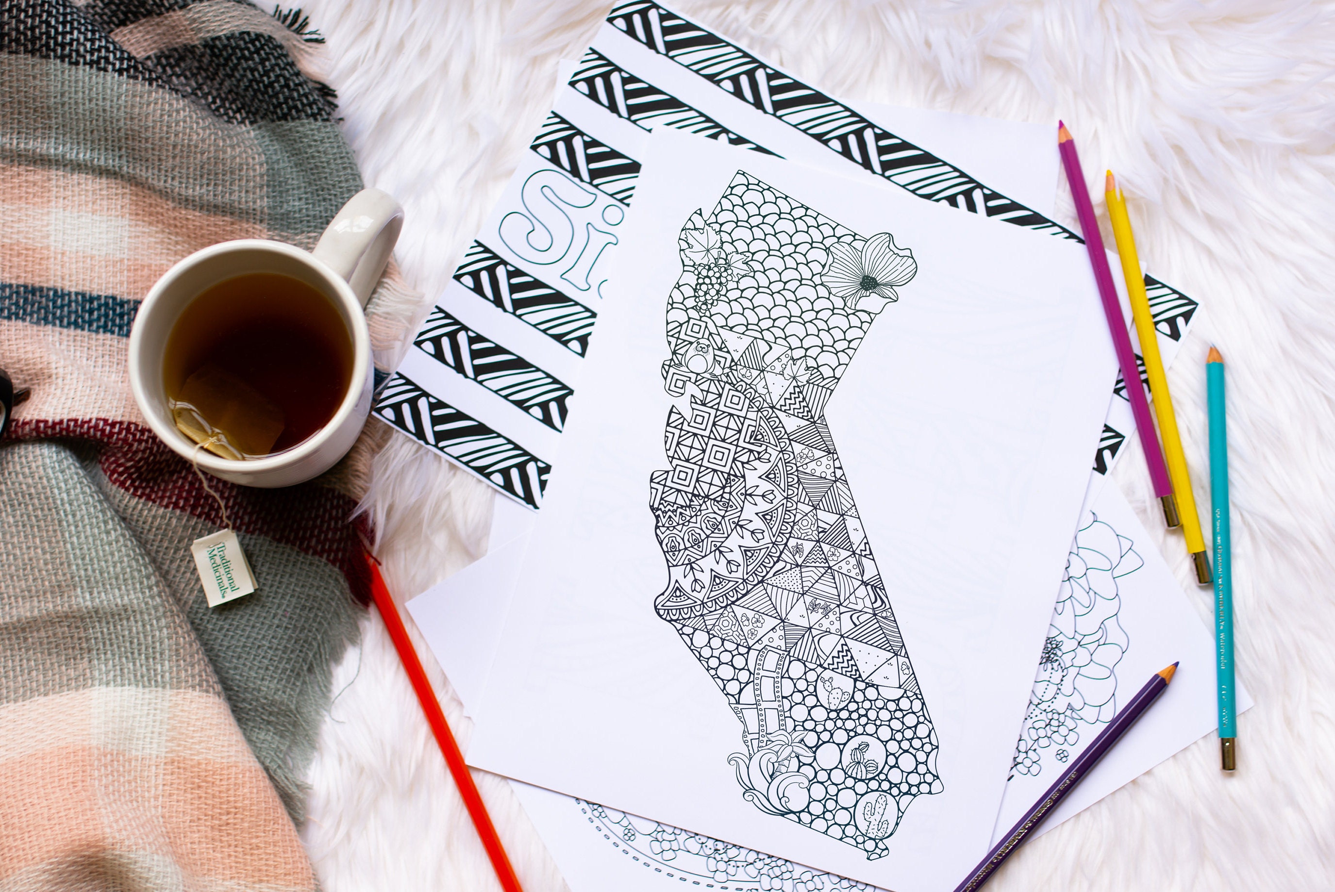 Map of California Coloring Page | DIY Printable Coloring Page | State ...