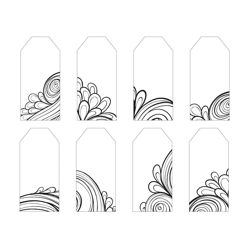Printable Coloring Gift Tags With 8 Swirly Doodle Designs | Printable ...