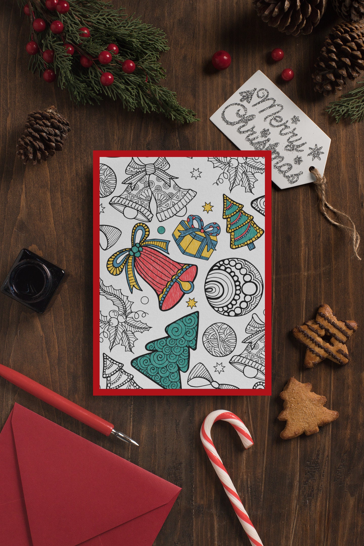 Printable Christmas Papercraft Ornament With Mini Coloring Page ...