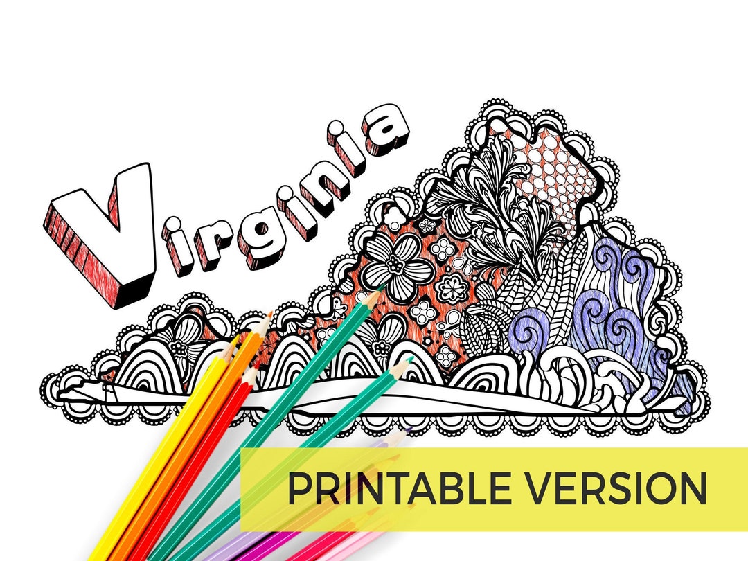 Virginia Printable Coloring Page | Virginia Map Print | Zendoodle ...