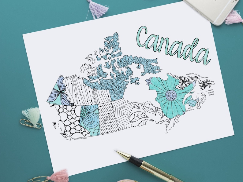 Canada Map Printable Coloring Page | Etsy Sales Tracker | Instant ...