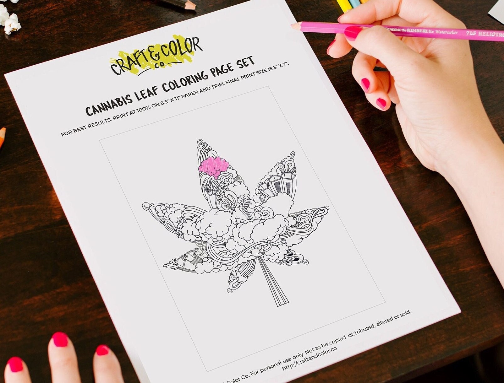 Cannabis Leaf Coloring Page Set - Etsy