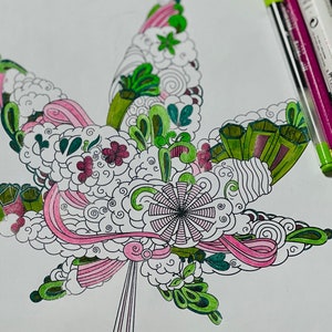 Cannabis Leaf Coloring Page Set - Etsy