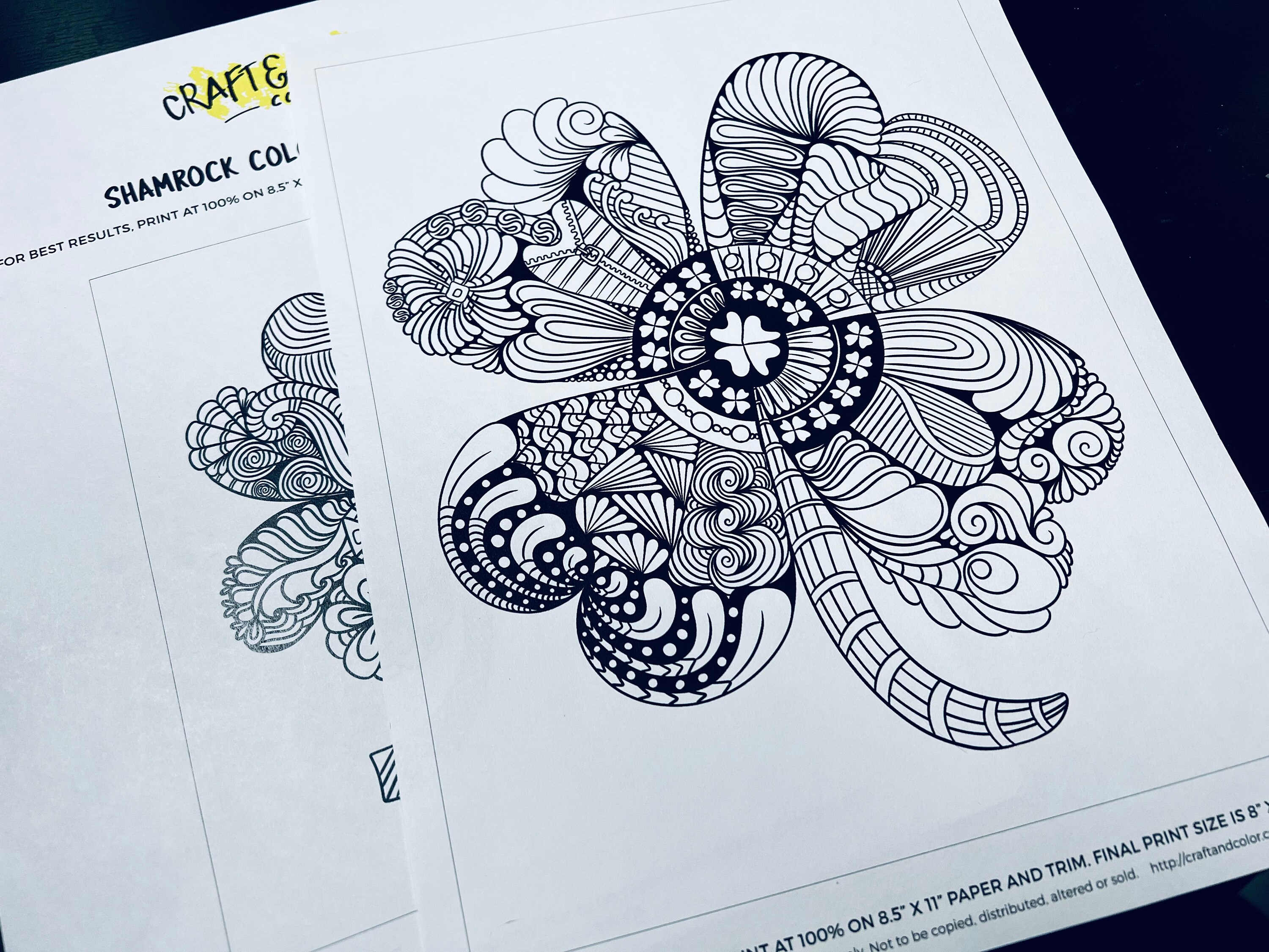 Set of Two Hand-drawn Zendoodle Shamrock Coloring Pages - Etsy