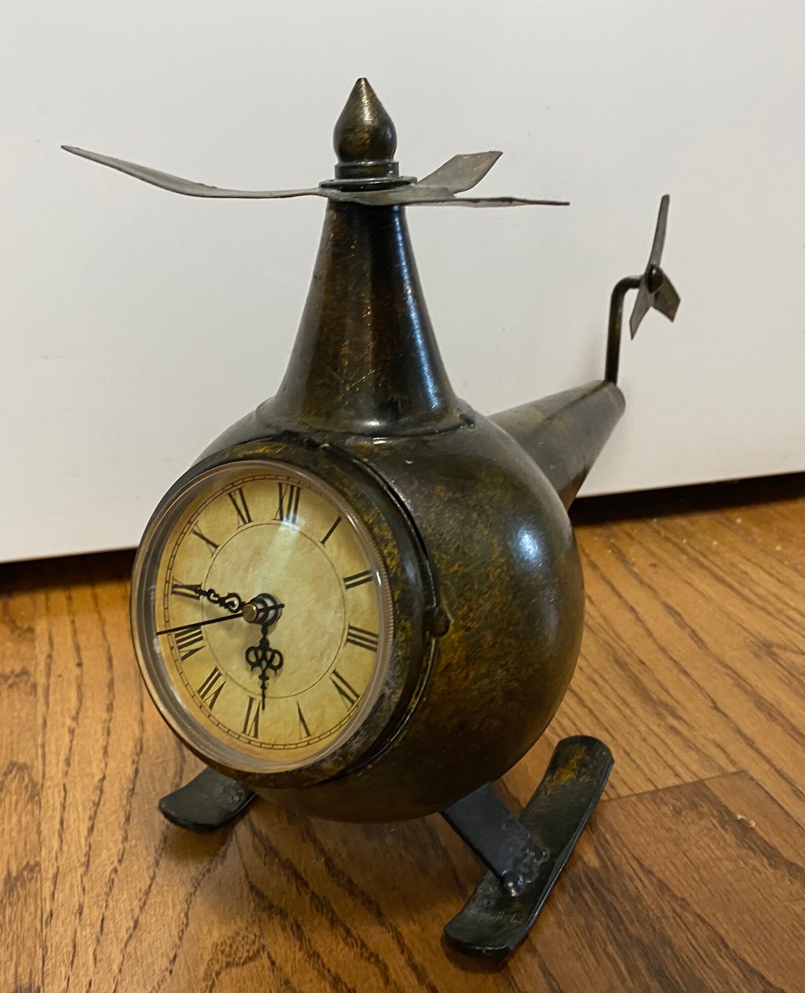 Rustic Steampunk metal helicopter clock for decor or desk | Etsy