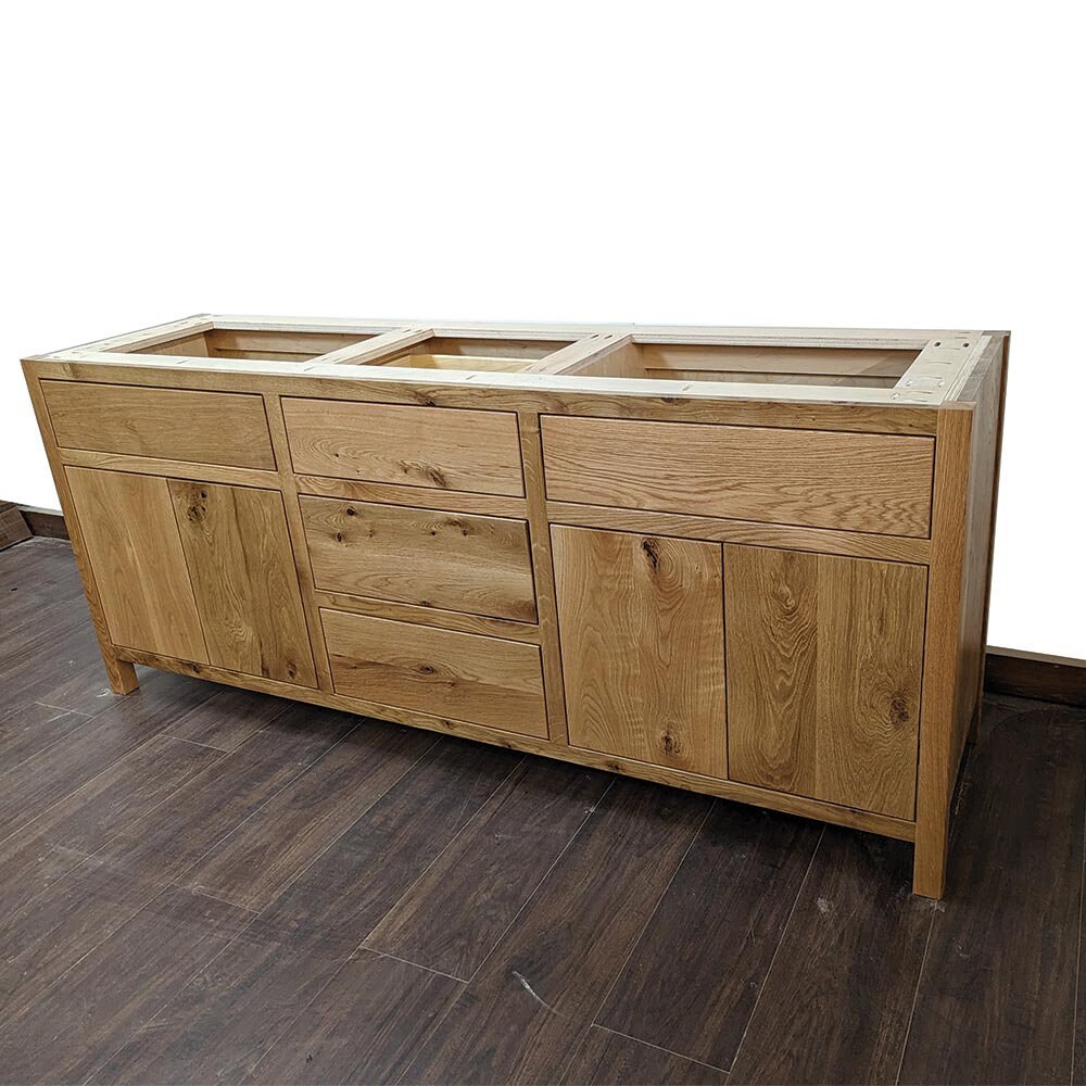 72" Rustic White Oak Bathroom Vanity | Double Sink | Three Drawer ...