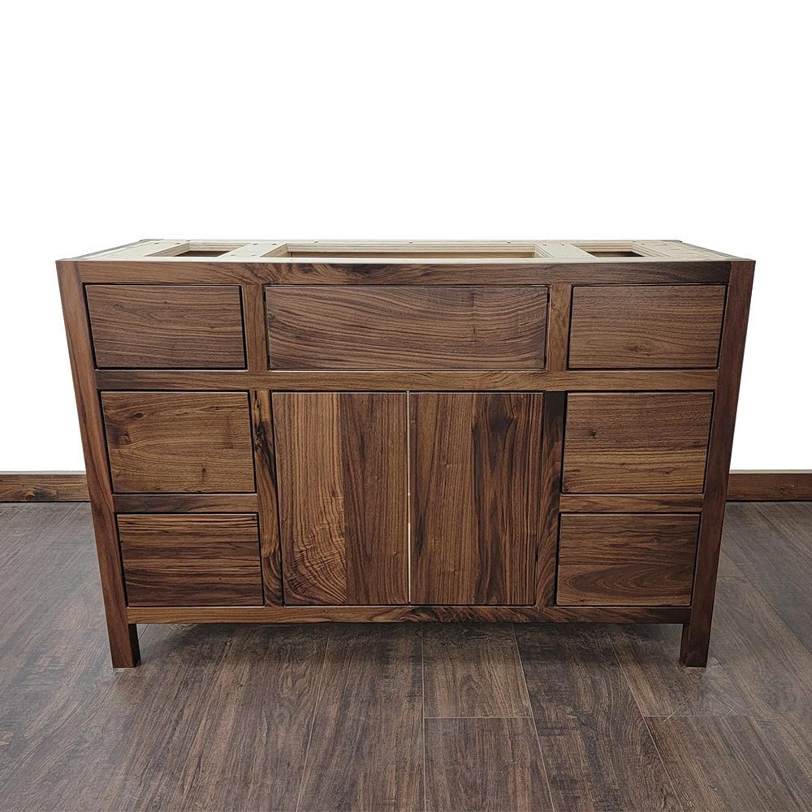 48 Rustic Walnut Bathroom Vanity Six Drawer Single - Etsy