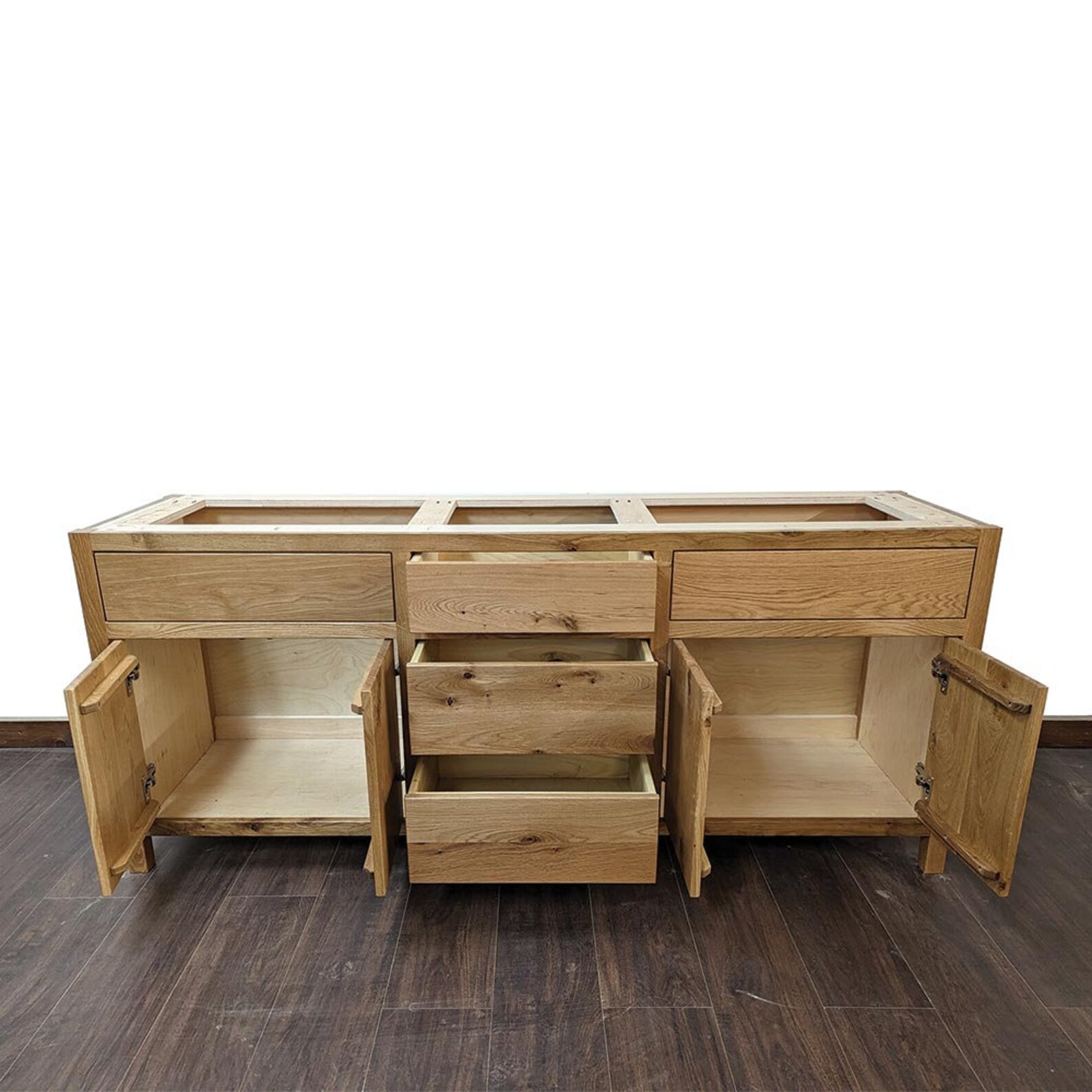 72" Rustic White Oak Bathroom Vanity | Double Sink | Three Drawer ...