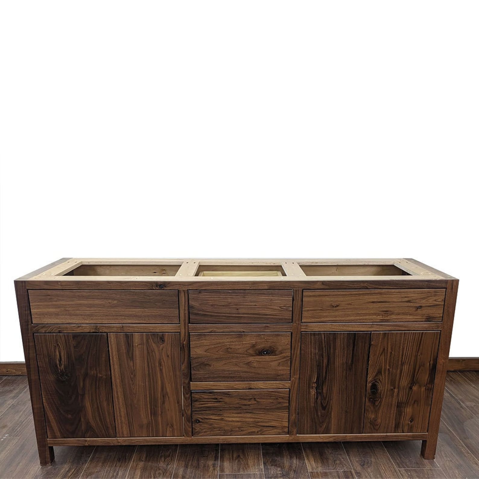48 Rustic Walnut Bathroom Vanity Double Sink Three - Etsy