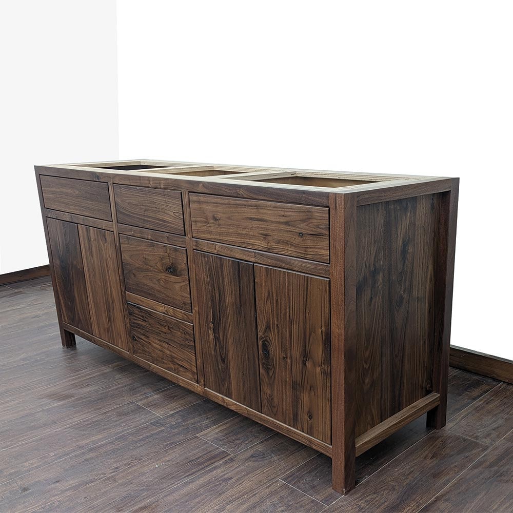 48 Rustic Walnut Bathroom Vanity Double Sink Three - Etsy