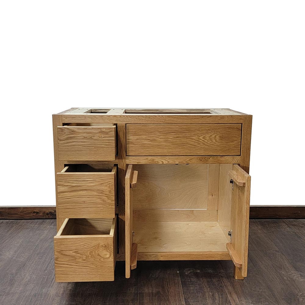 36" Rustic White Oak Bathroom Vanity | Three Drawer | Single Sink ...
