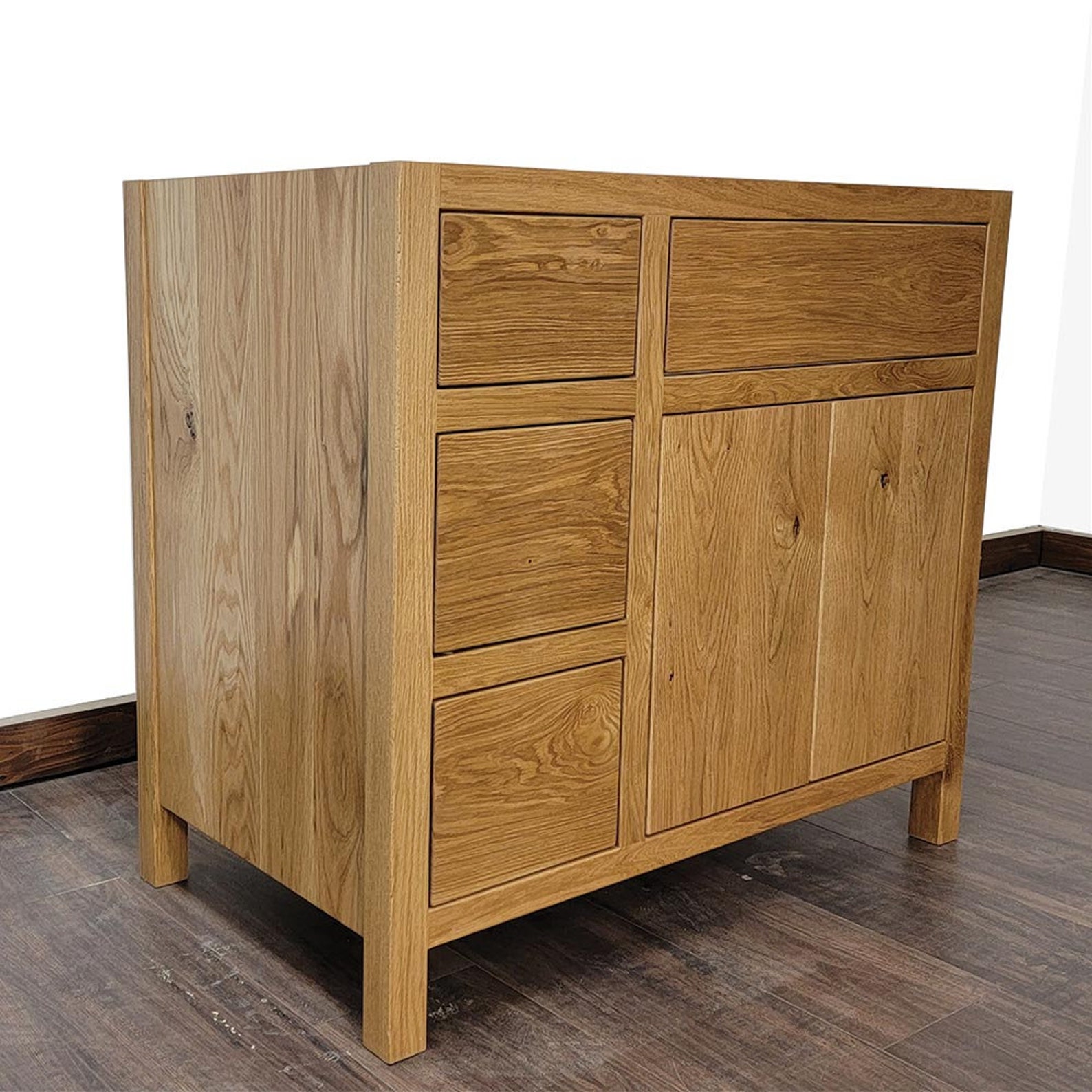 36" Rustic White Oak Bathroom Vanity | Three Drawer | Single Sink ...