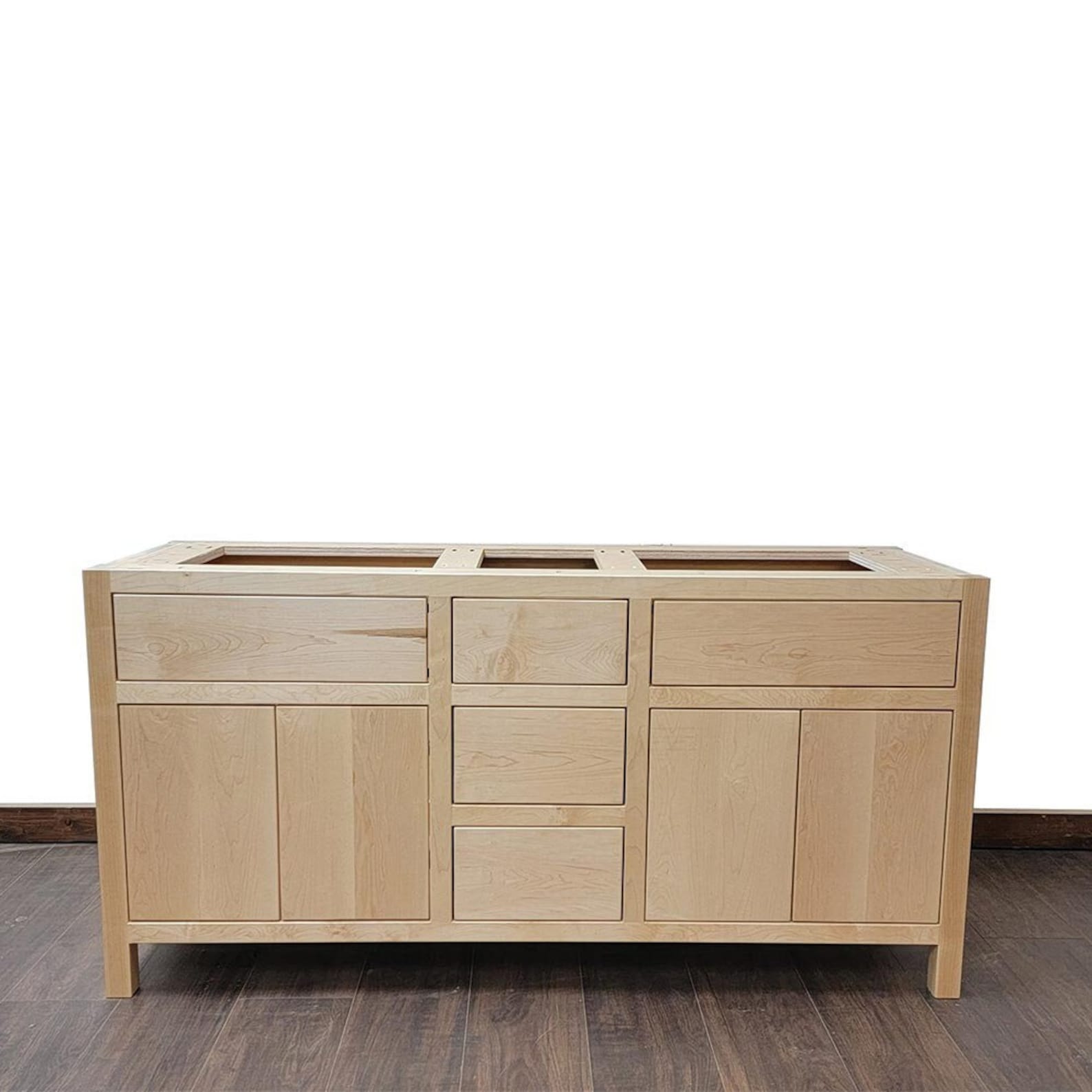 72" White Hard Maple Bathroom Vanity | Double Sink | Three Drawer ...