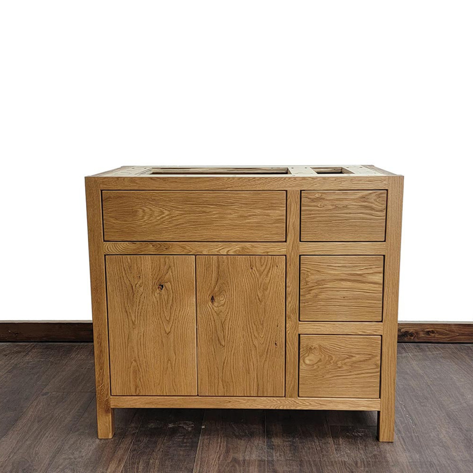 36" Rustic White Oak Bathroom Vanity | Three Drawer | Single Sink ...