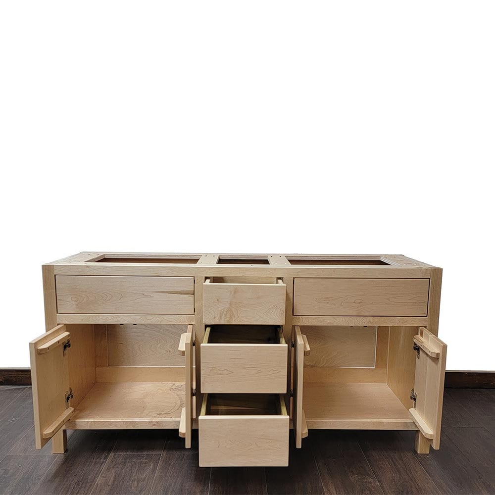 72" White Hard Maple Bathroom Vanity | Double Sink | Three Drawer ...