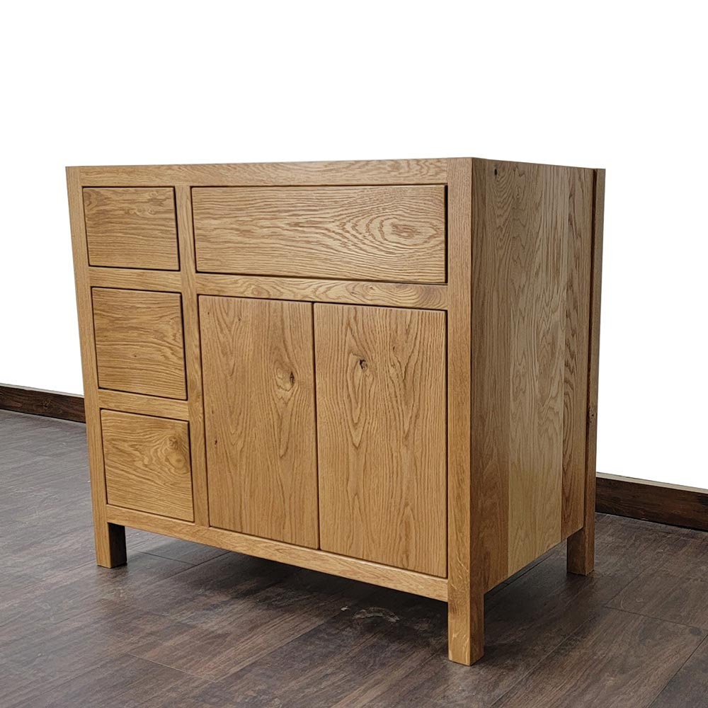36" Rustic White Oak Bathroom Vanity | Three Drawer | Single Sink ...