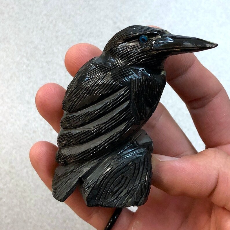 3.5 / 2.5 / 1.75 Carved Black Onyx Raven Statue | Etsy