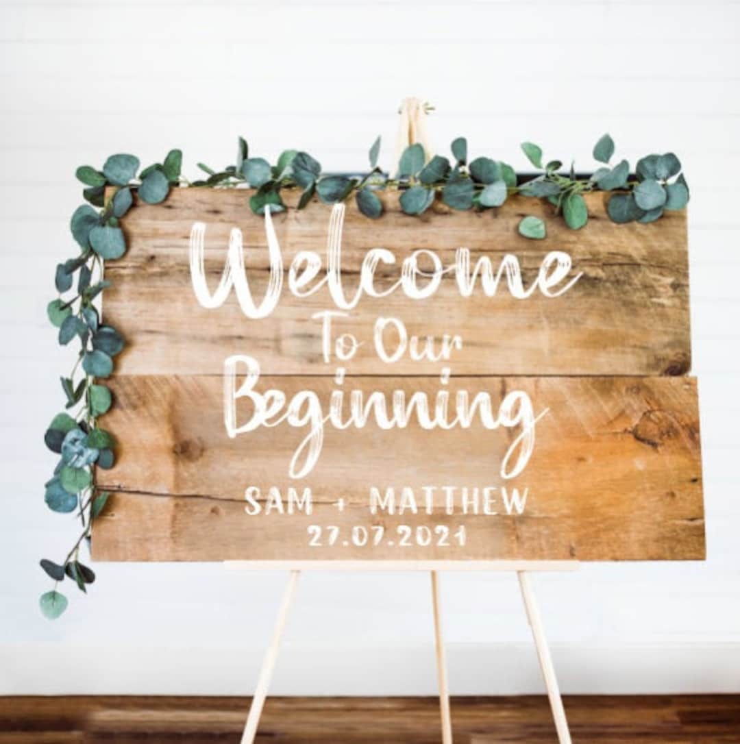Vinyl Decal, Personalised Welcome Sign for Wedding. Wedding Decoration ...