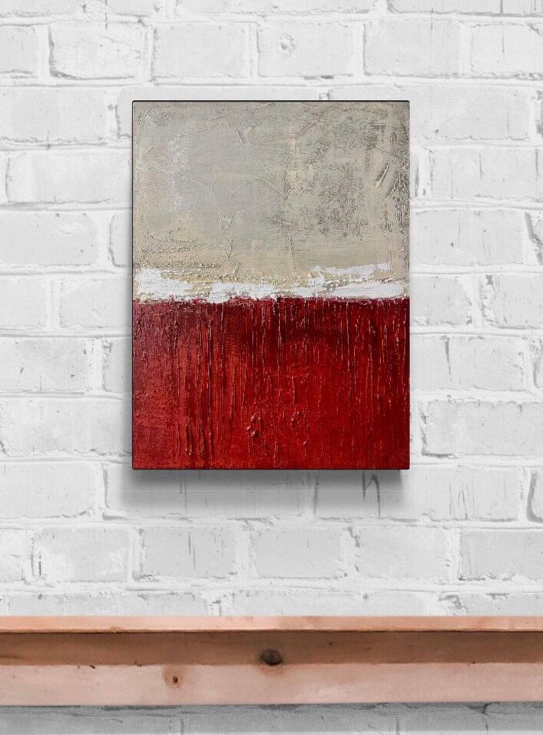 Red Abstract Canvas Painting, Modern Wall Art (12x16 Inches) - Etsy