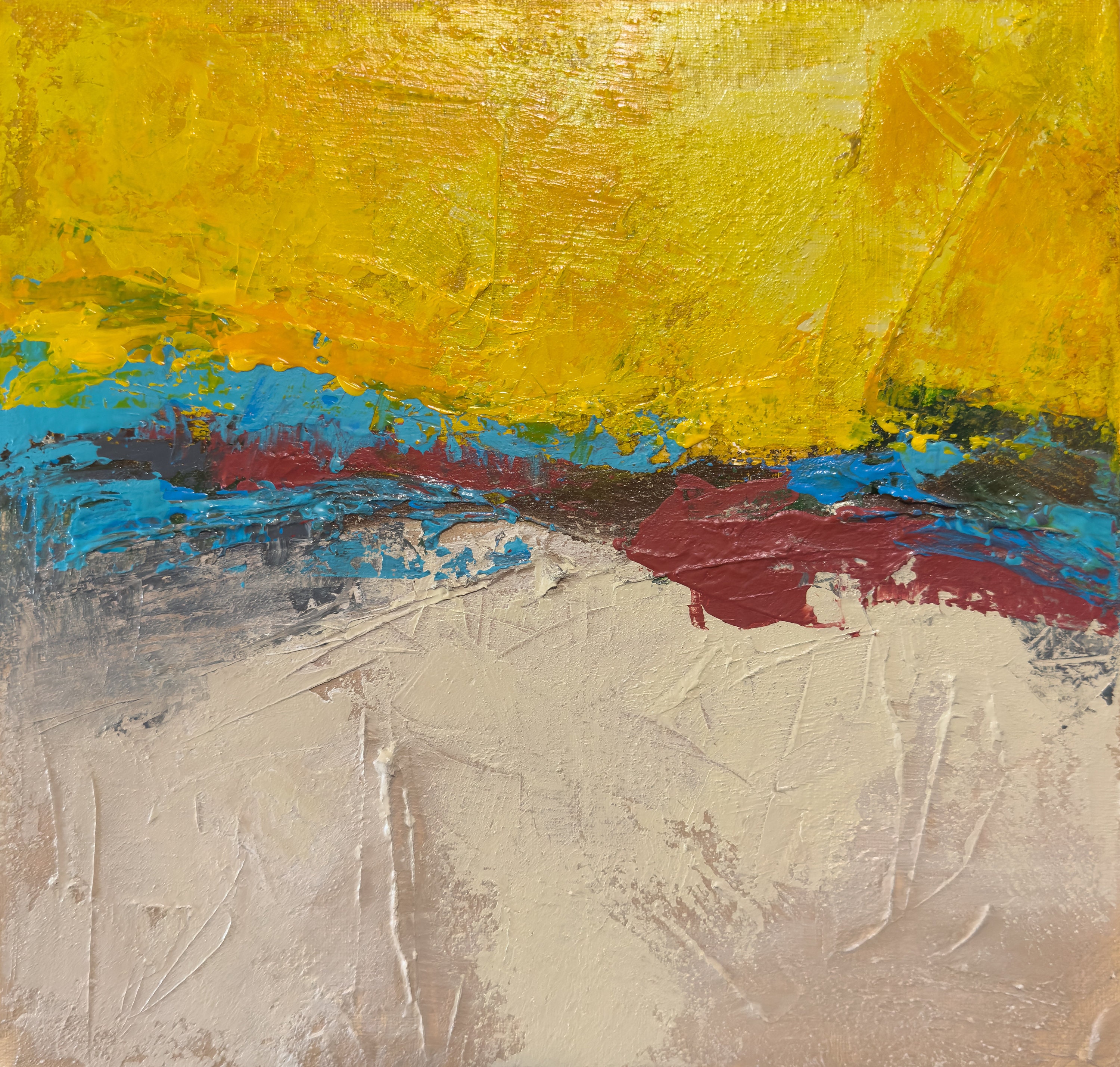 Yellow Abstract Painting, Modern Art, Tropical Color Painting, Canvas ...