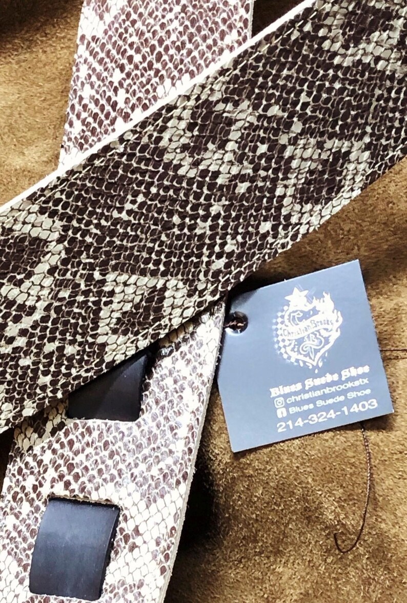Snakeskin Print Leather Guitar Strap - Etsy