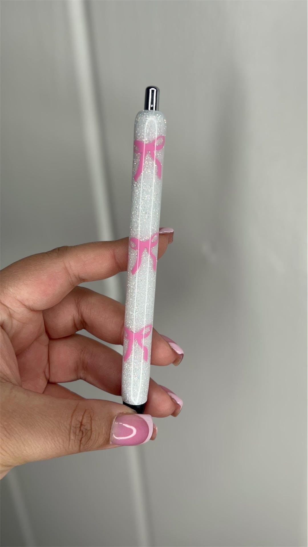 Bow Coquette Glitter Pen, Pink Bows, Resin & Epoxy Glitter Pen, Inkjoy ...
