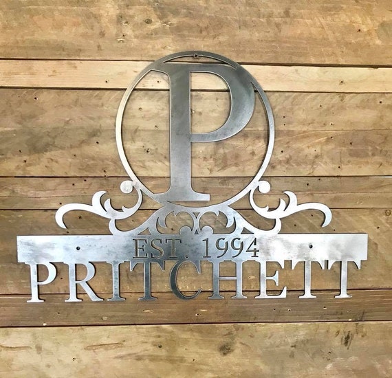Custom Metal Last Name Sign Style 8 | Etsy