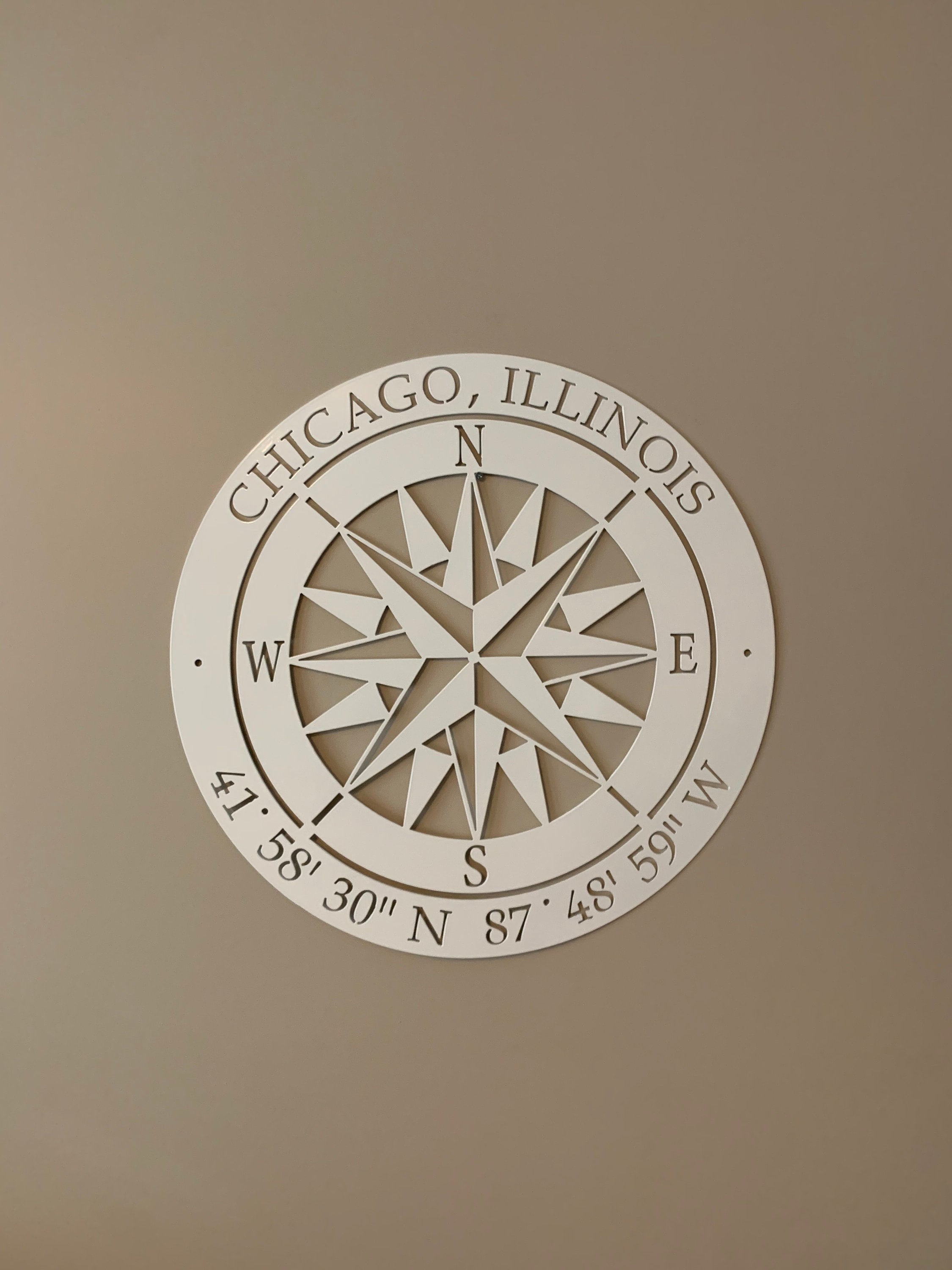 Custom Metal Compass Coordinates Sign Any Location - Etsy
