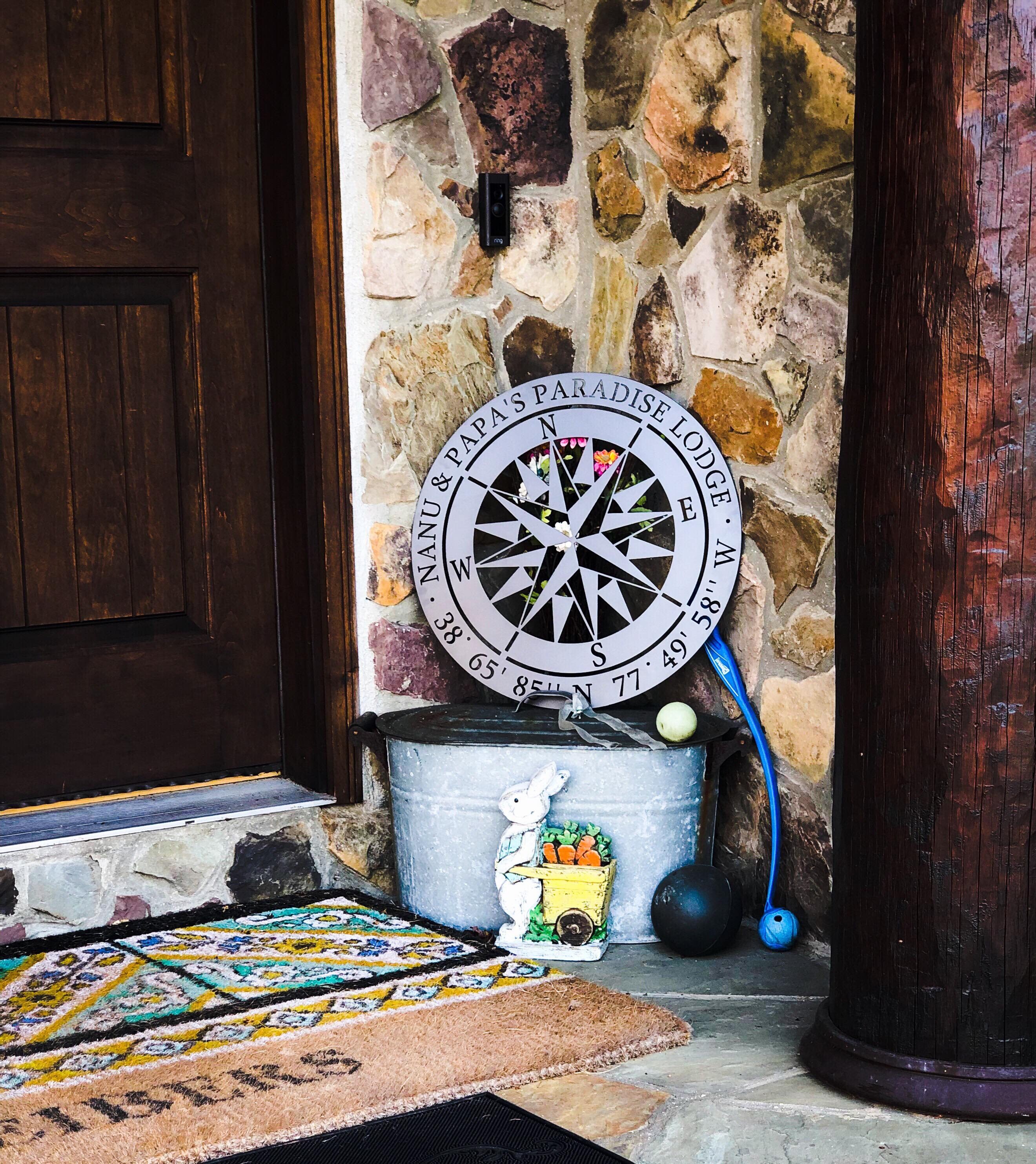 Custom Metal Compass Coordinates Sign Any Location - Etsy