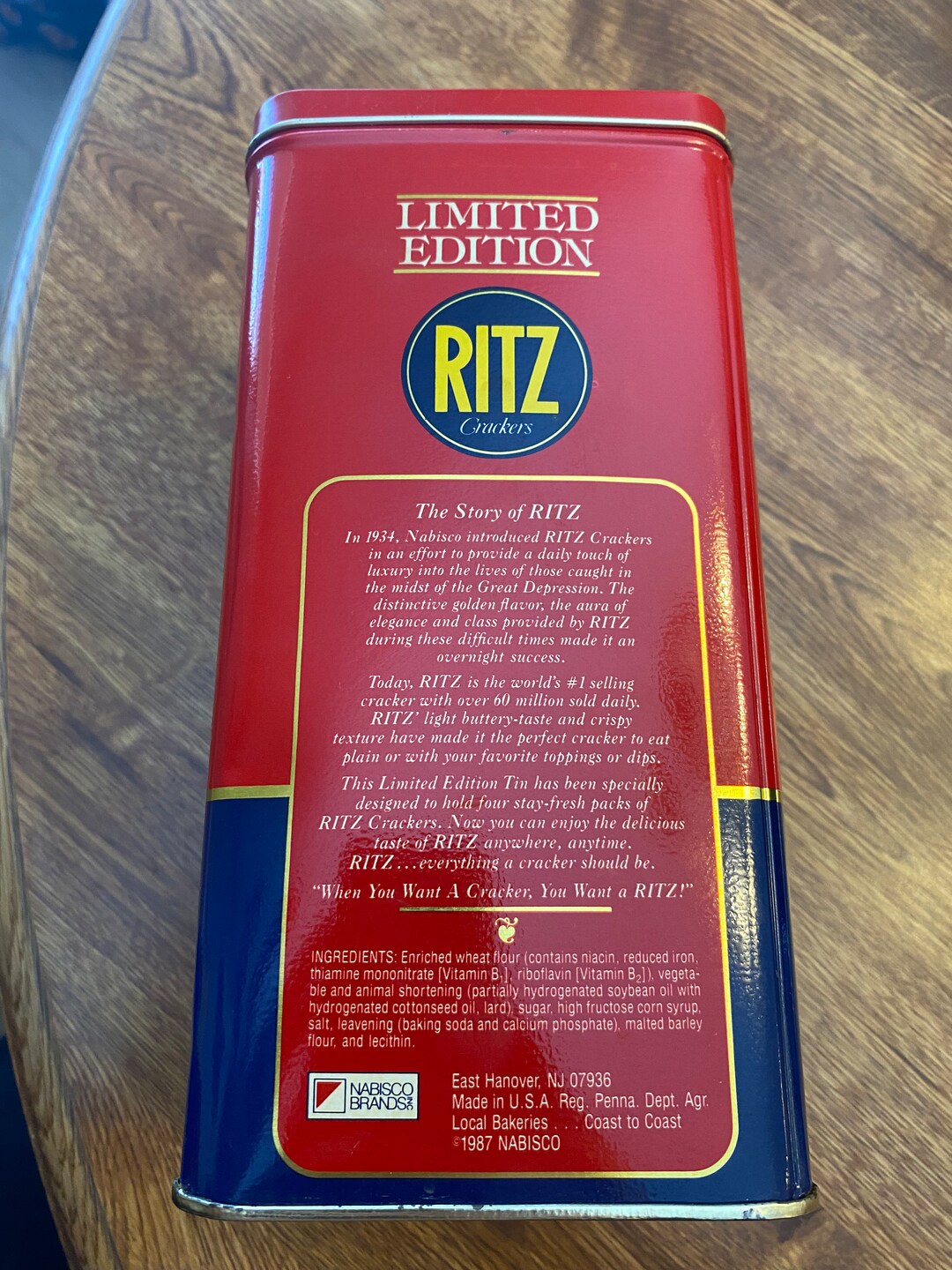 Vintage Nabisco Limited Edition Ritz Crackers 1987 Collectible Metal ...