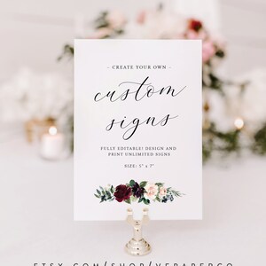 Unlimited Printable Custom Wedding Signs Template Download for - Etsy