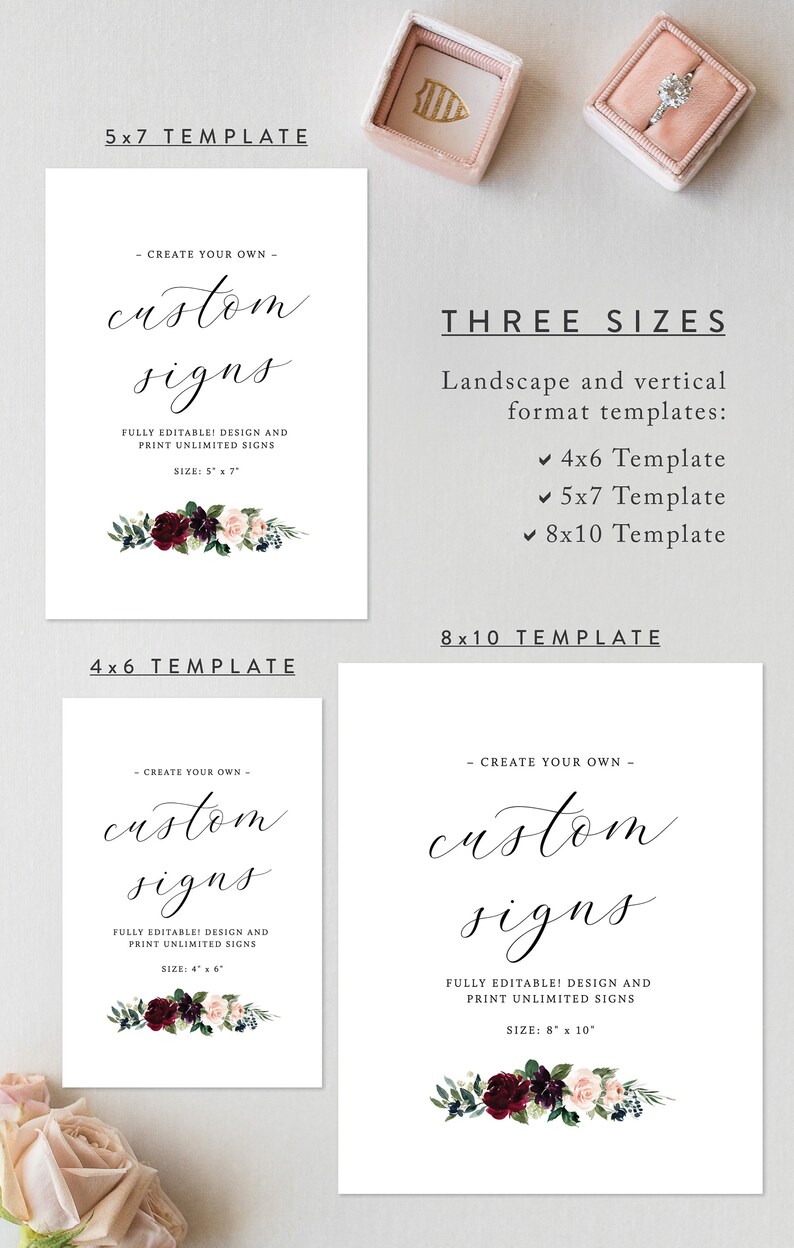 Unlimited Printable Custom Wedding Signs Template Download for - Etsy