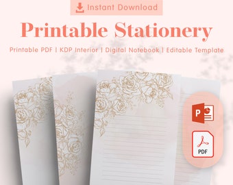 White Lilies Printable Stationery 2 - Lined - Printable PDF ...