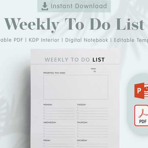 Daily to Do List Printable Template KDP Interiors Editable - Etsy