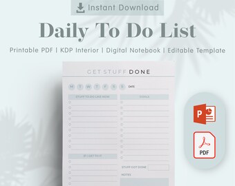 Daily to Do List Printable Template KDP Interiors Editable | Etsy