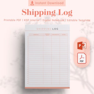 Shipping Log Printable Template - KDP Interiors Editable, Printable PDF ...