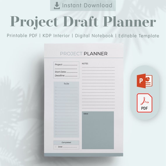 Project Draft Planner Printable Template KDP Interiors | Etsy