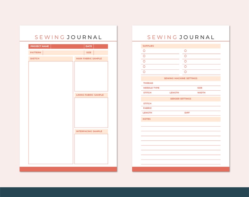 Sewing Journal Planner Template KDP Interiors Editable, Printable PDF ...