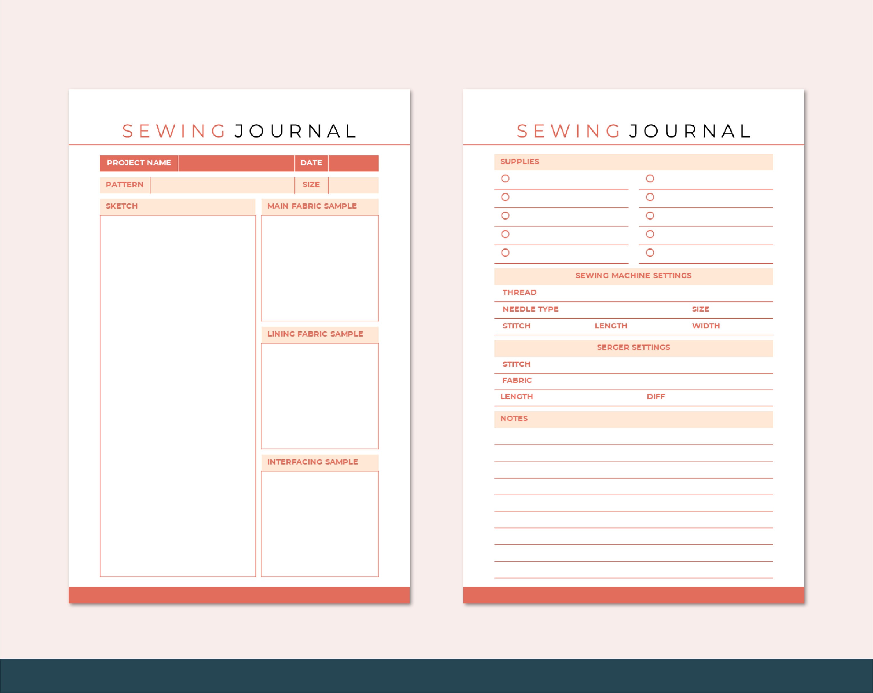 Sewing Journal Planner Template - KDP Interiors Editable, Printable PDF ...