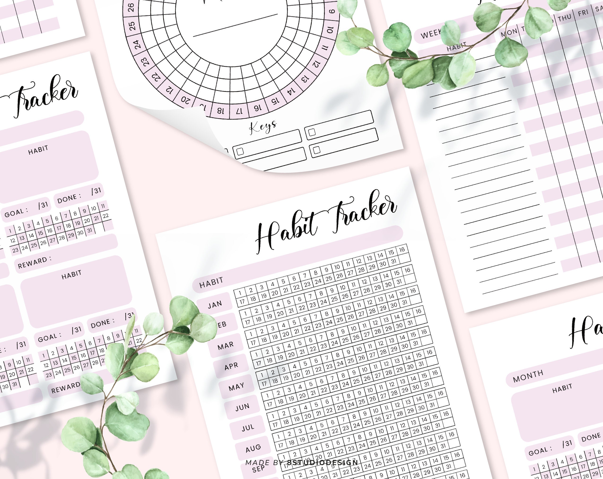 Habit Tracker Journal Planner Printable, Month Habit Tracker, Habit ...